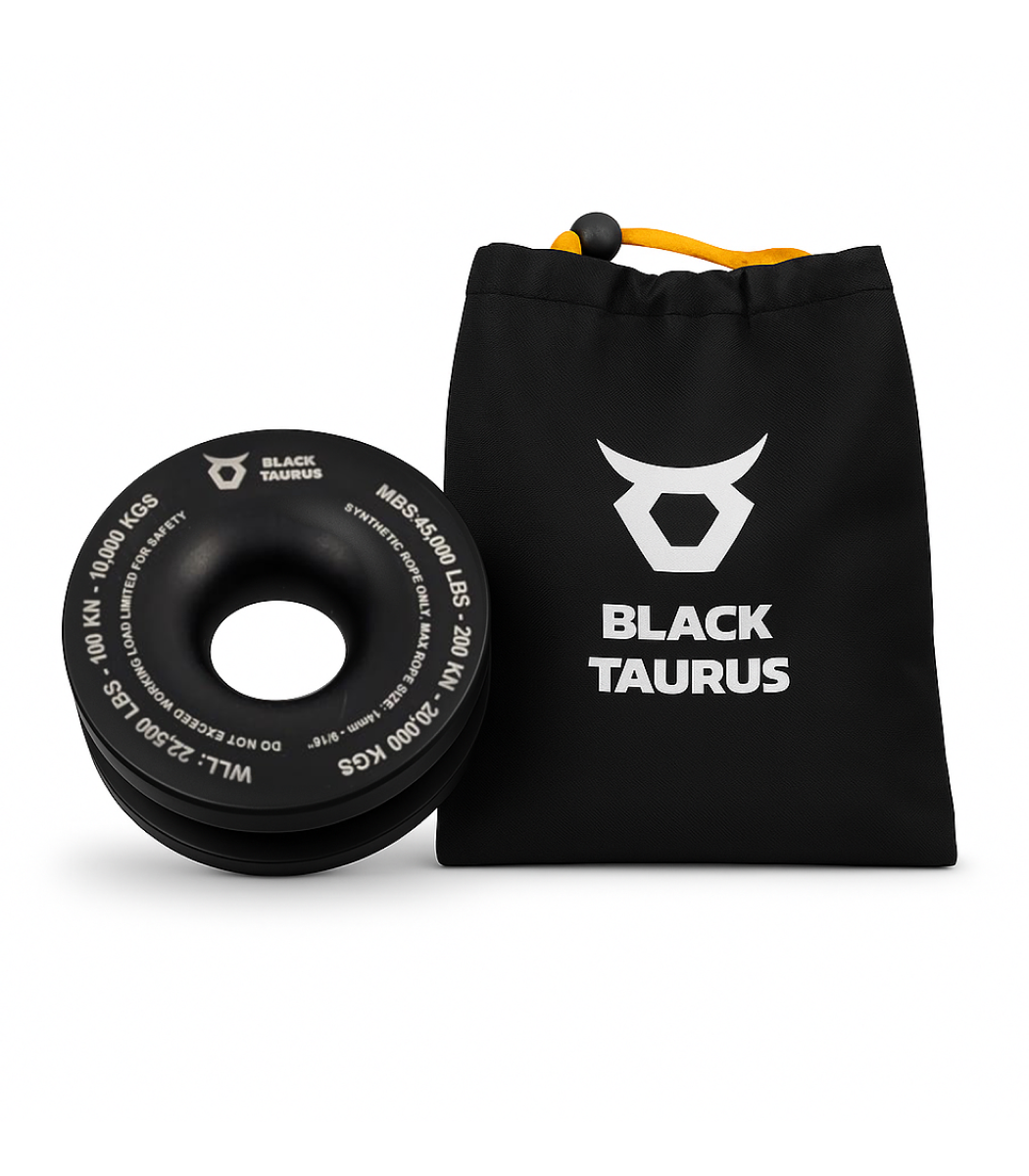 Rope Retention Pulley (Recovery Ring / Snatch Block Alternative) – Black Taurus